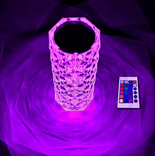Rechargeable Rose Crystal Table Lamp Night Light Atmosphere Lamp with ...