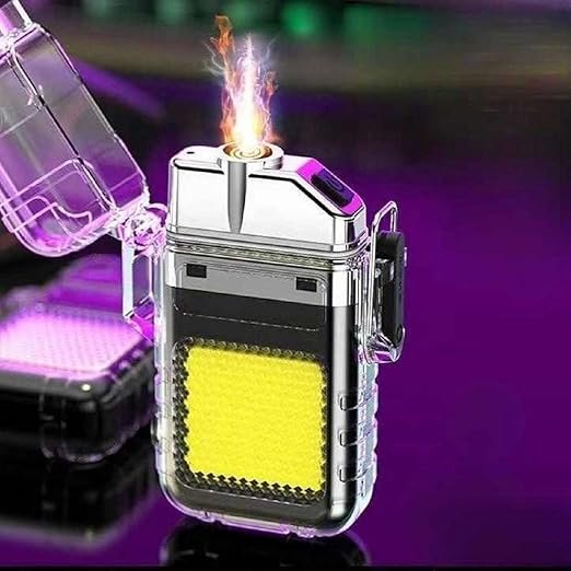 Mini LED Flashlight Lighter USB Rechargeable Keychain Light Outdoor ...